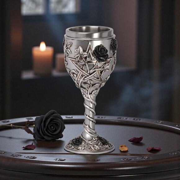 Alchemy Gothic | Dining | Alchemy Gothic Rose Pentagram Goblet Black ...